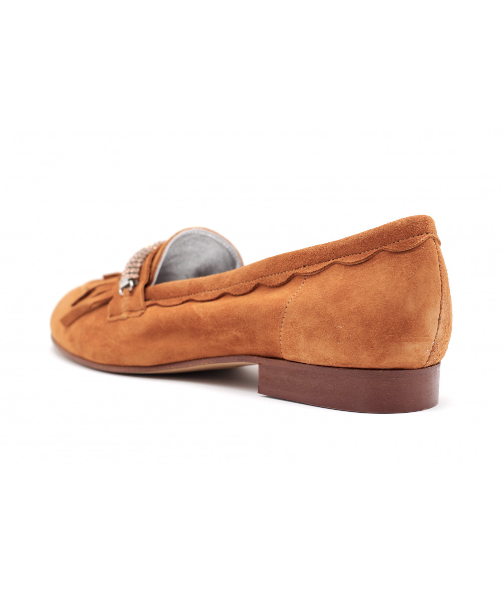MYMA 4521 Mocassins Femme Cuir Velours Cognac | L'Empreinte Chaussures