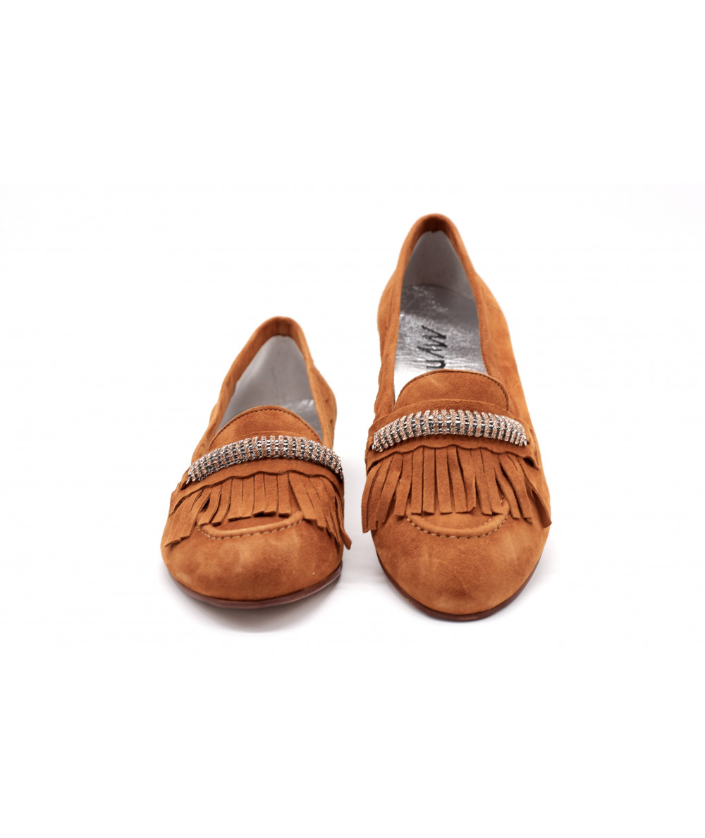 MYMA 4521 Mocassins Femme Cuir Velours Cognac | L'Empreinte Chaussures