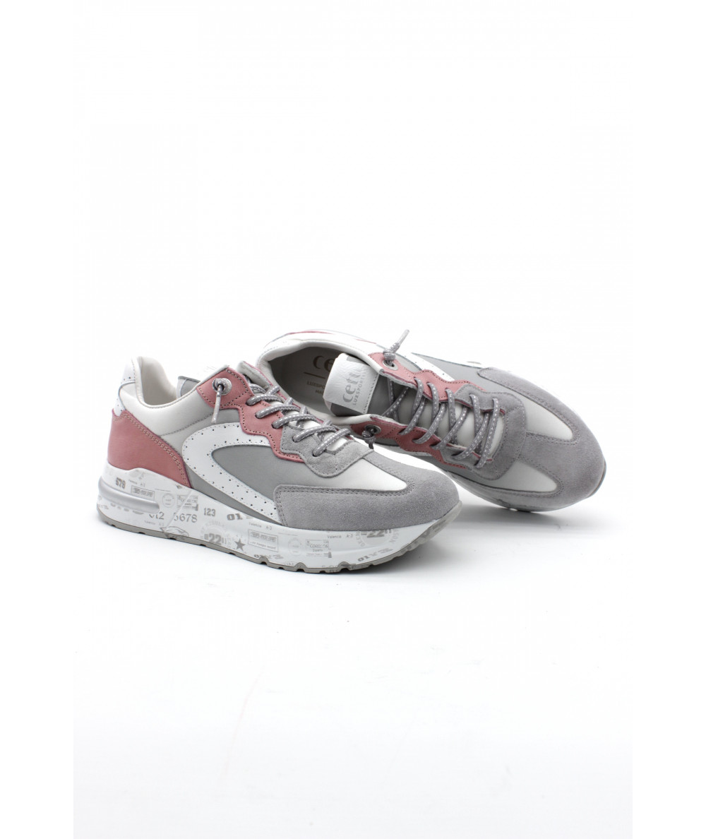 CETTI C1290 Baskets Femmes Cuir Gris Rose Mode | L'Empreinte Chaussures