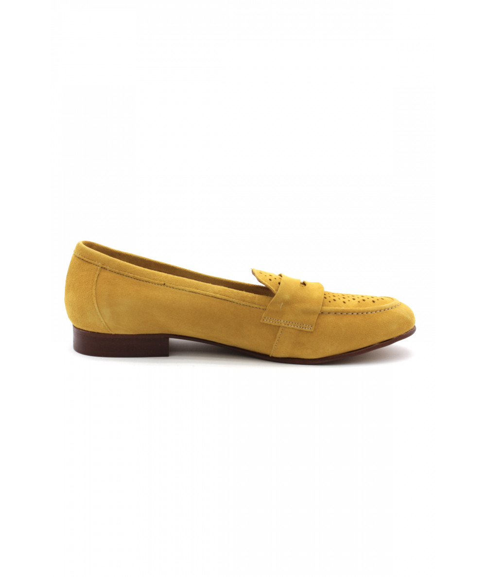 MYMA 5415 Mocassin Tendance Cuir Velours Jaune | L'Empreinte Chaussures