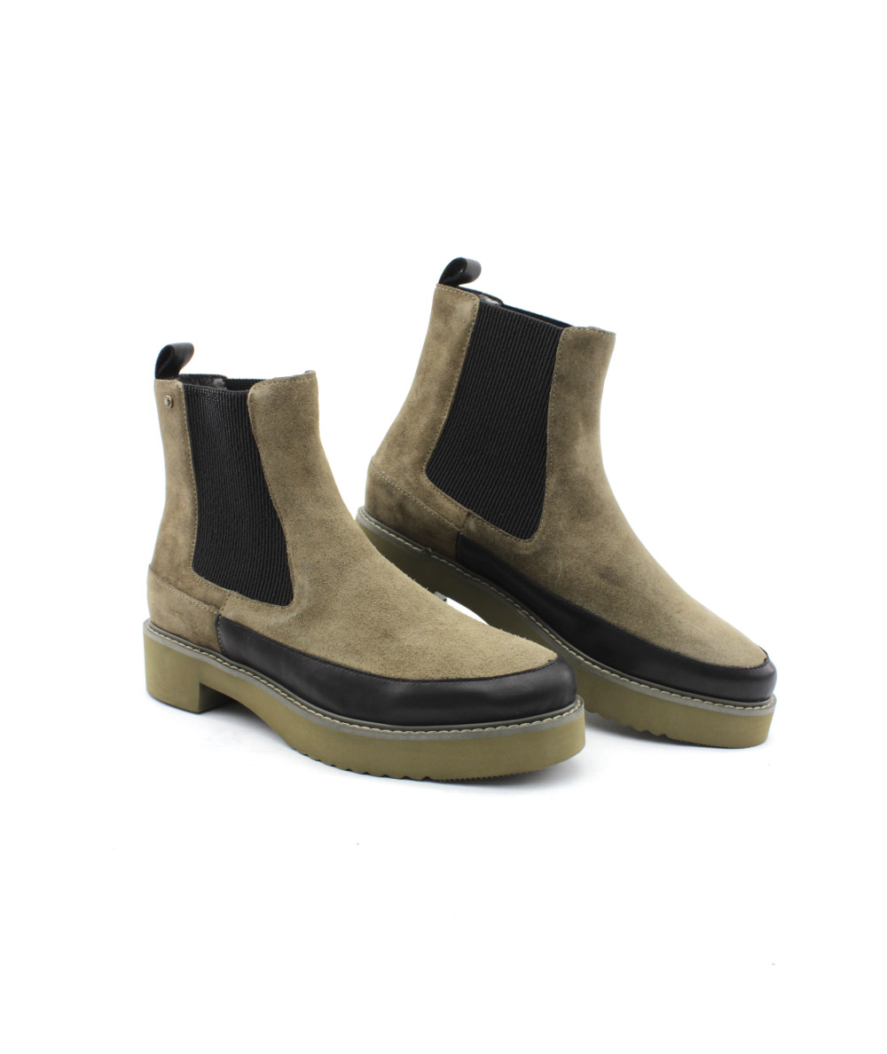 KARSTON OLIVIA Bottines Cuir Velours Kaki Cuero | L'Empreinte Chaussures