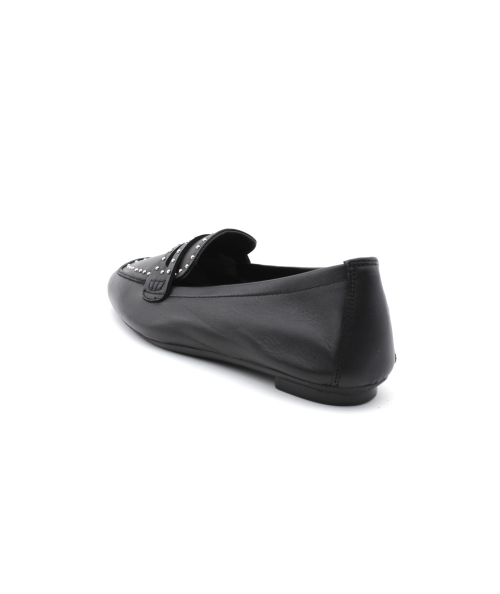 Reqins Helodie Mocassins Cuir Noir Élégant Lempreinte Chaussures