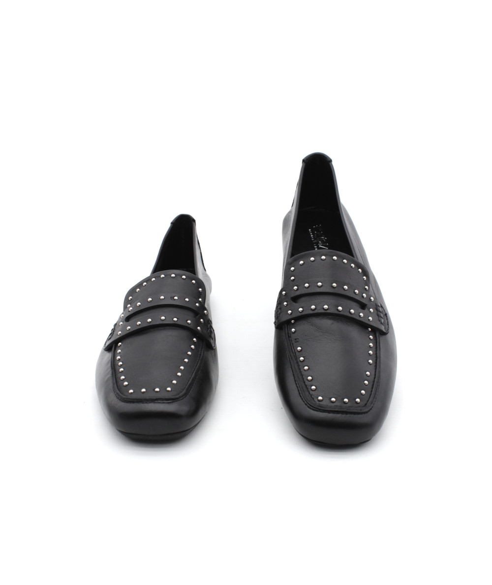 Reqins Helodie Mocassins Cuir Noir Élégant Lempreinte Chaussures