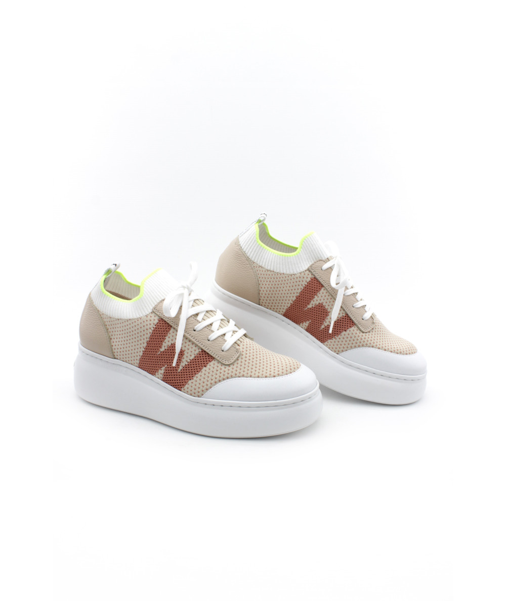 WONDERS A2635 Baskets Compensées Textile Beige | L'Empreinte Chaussures