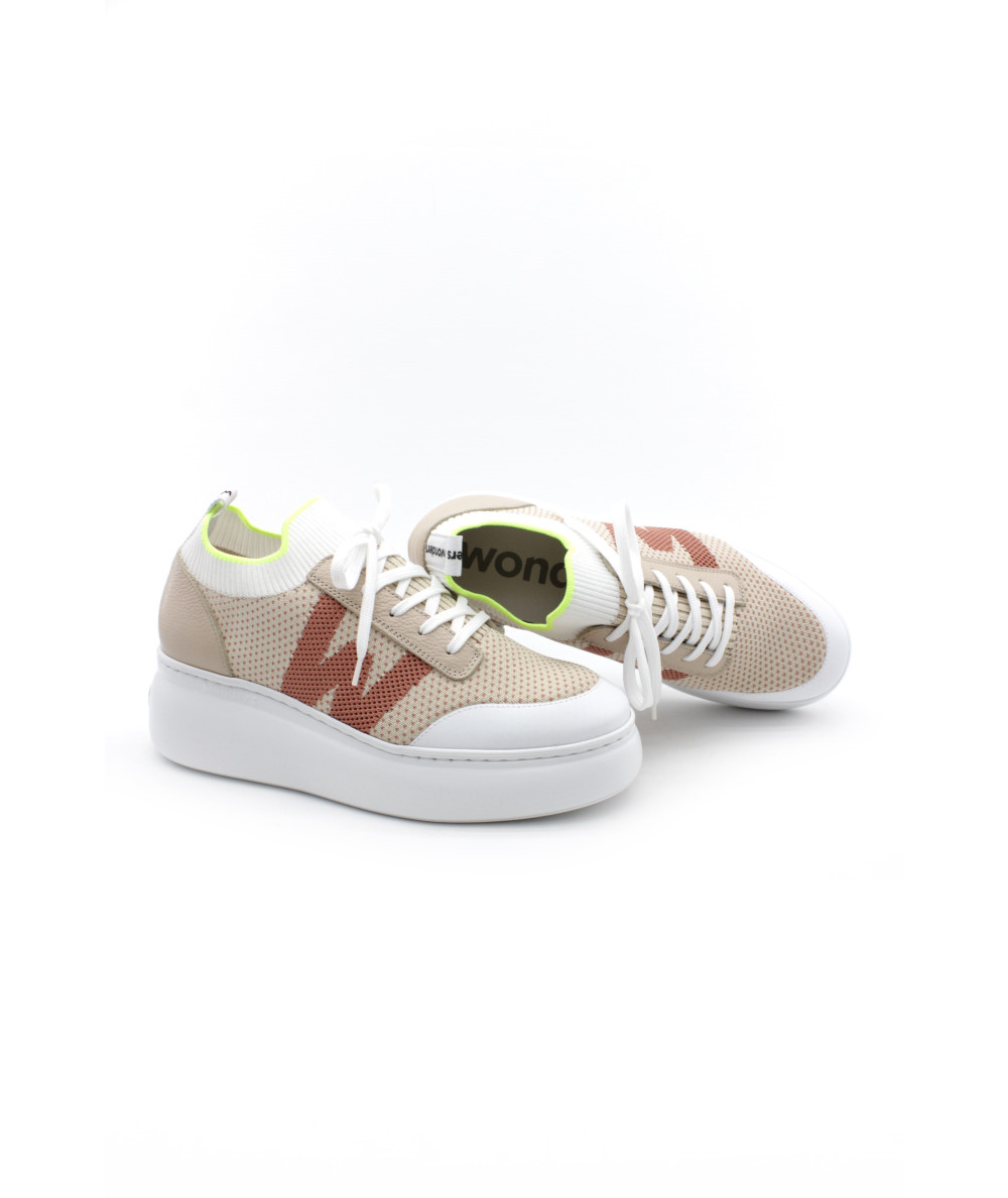 WONDERS A2635 Baskets Compensées Textile Beige | L'Empreinte Chaussures