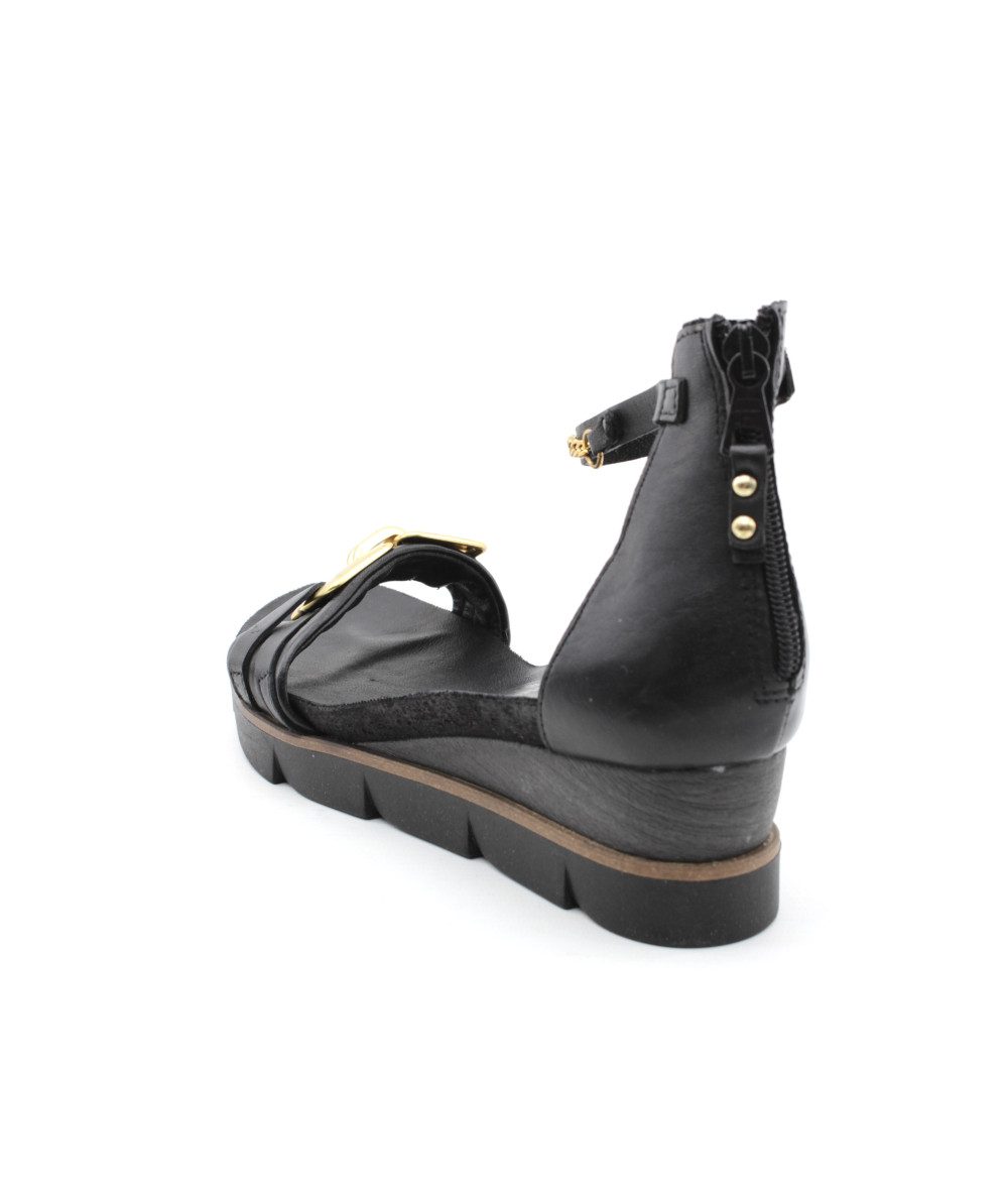 MJUS T38002 Sandales Cuir Noir Élégante | L'Empreinte Chaussures