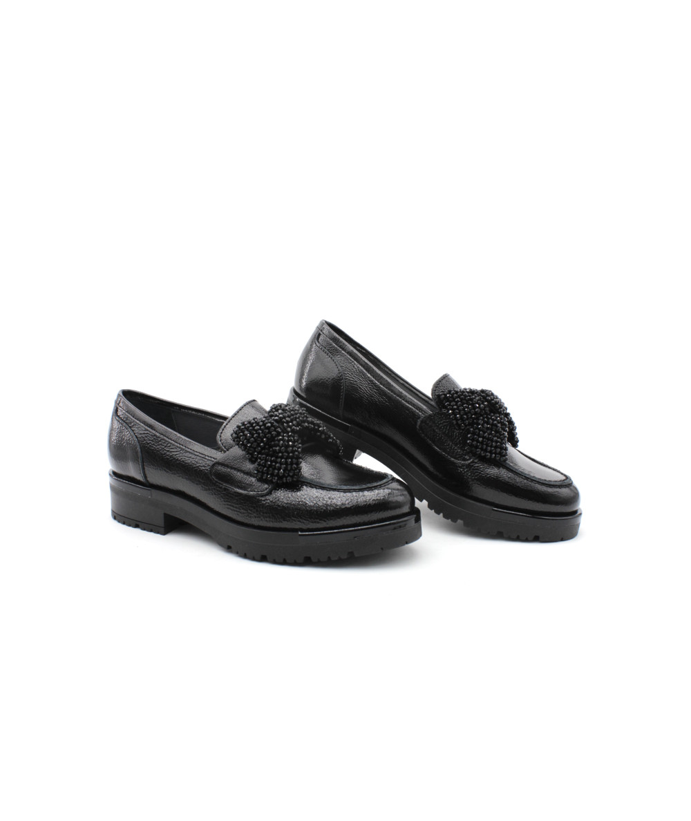 MYMA 6765/00 Mocassins Cuir Vernis Noir Noeud | L'Empreinte Chaussures