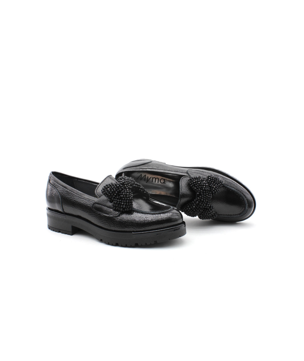 MYMA 6765/00 Mocassins Cuir Vernis Noir Noeud | L'Empreinte Chaussures