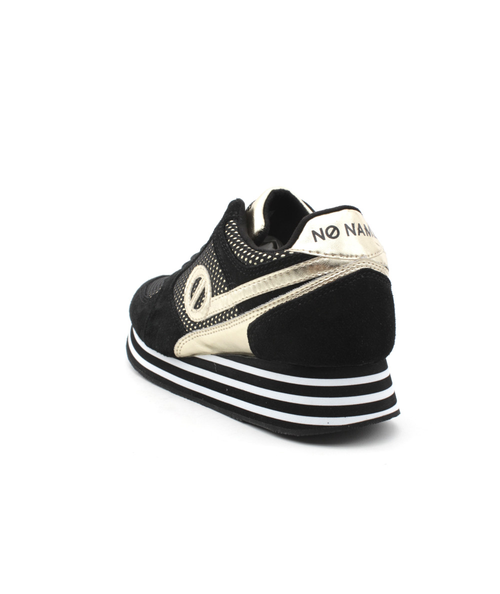 NO NAME PARKO JOGGER Baskets Cuir Noir et Or | L'Empreinte Chaussures