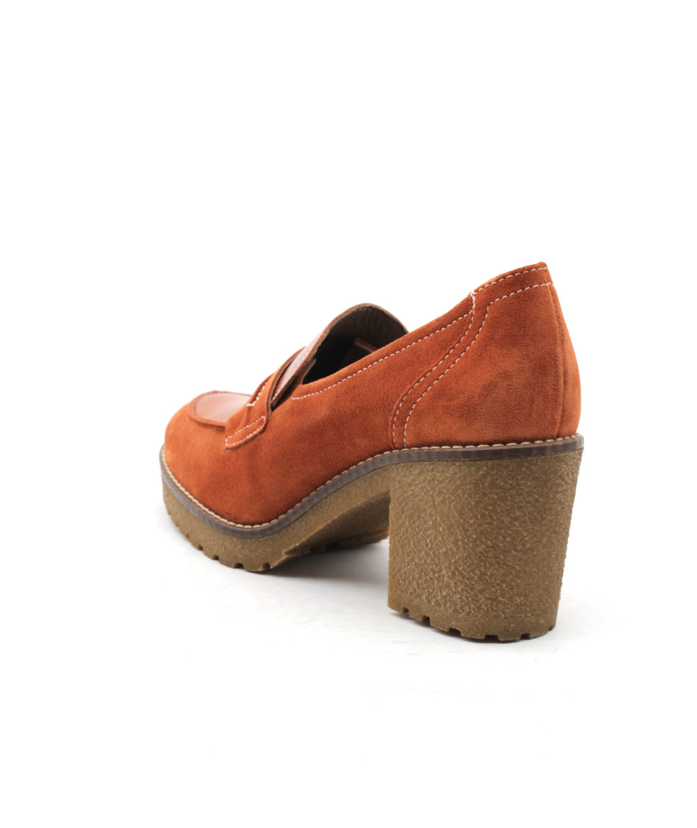 MKD RALPH Mocassins à Talon Cuir Velours Orange | L'Empreinte Chaussures