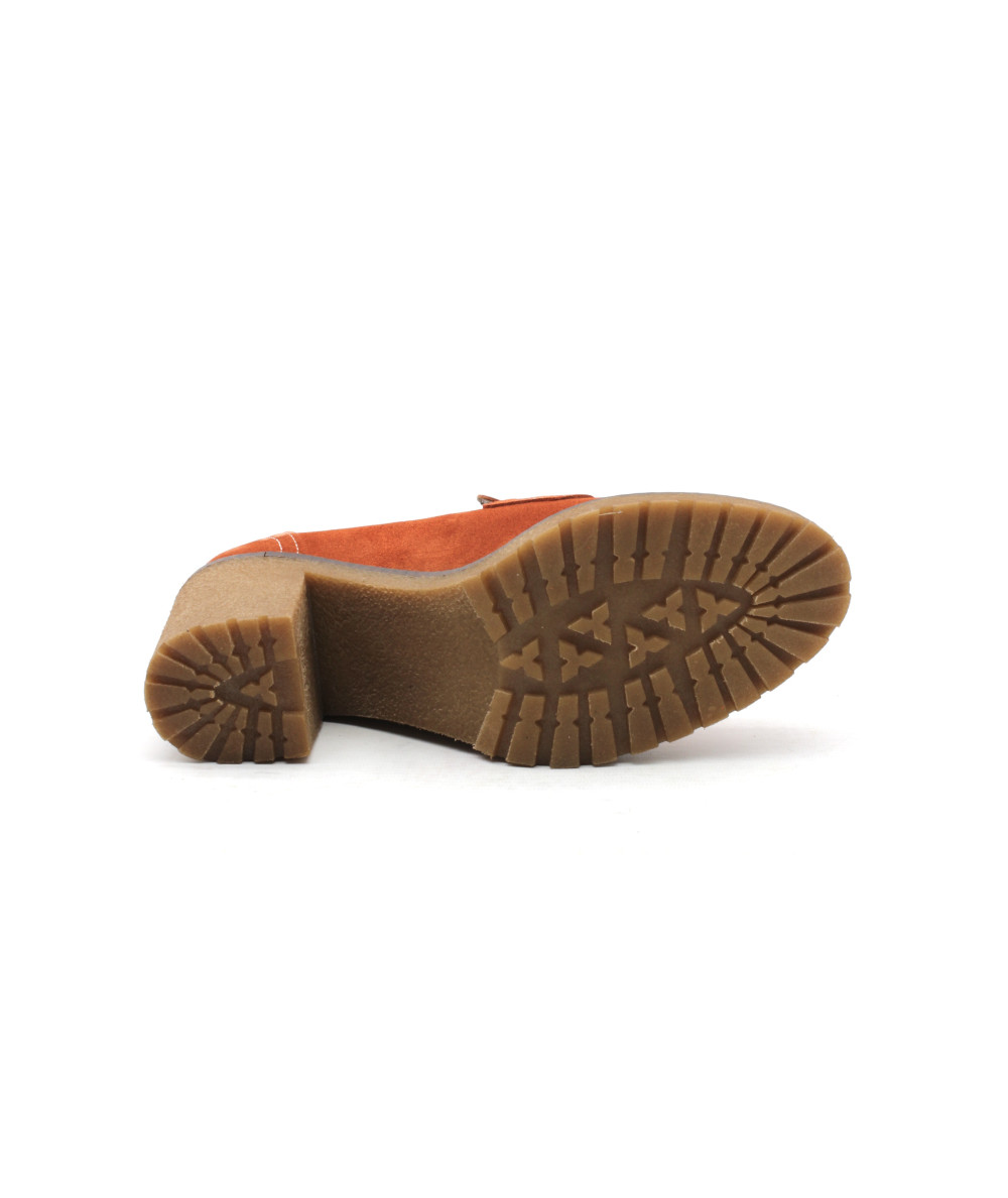 MKD RALPH Mocassins à Talon Cuir Velours Orange | L'Empreinte Chaussures