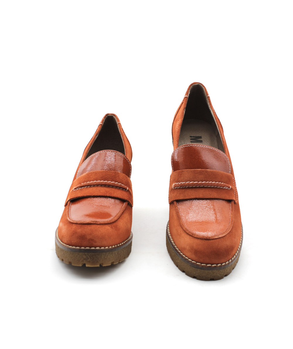 MKD RALPH Mocassins à Talon Cuir Velours Orange | L'Empreinte Chaussures