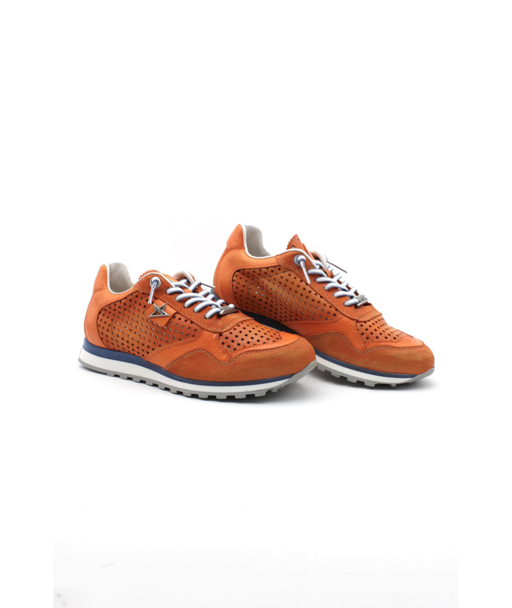 CETTI C848 Baskets Hommes Cuir Ajouré Orange | L'Empreinte Chaussures