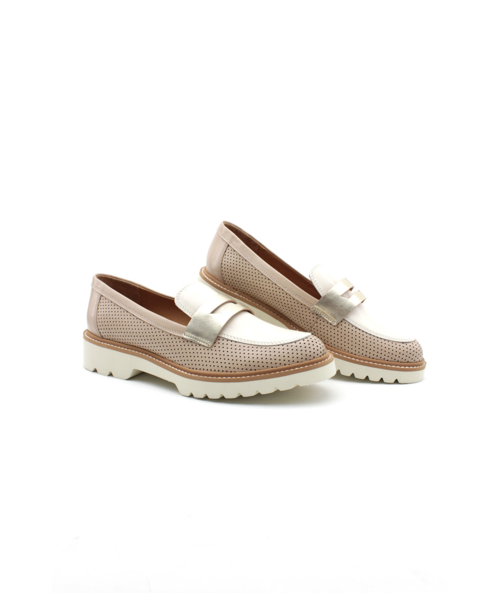 FUGITIVE CYCLO Mocassins Chic Cuir Beige | L'Empreinte Chaussures