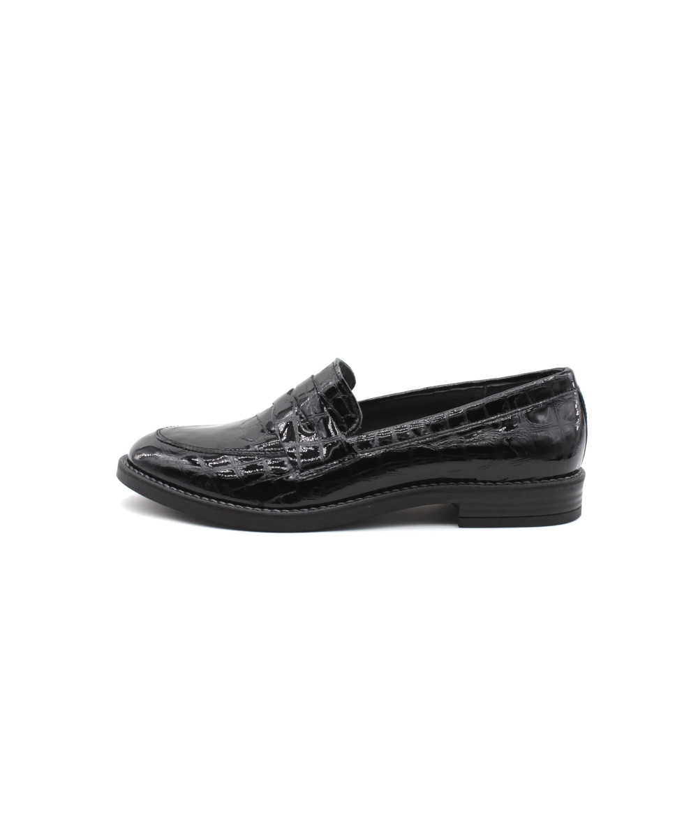 MYMA 7800/00 Mocassins Cuir Vernis Noir Croco | L'Empreinte Chaussures