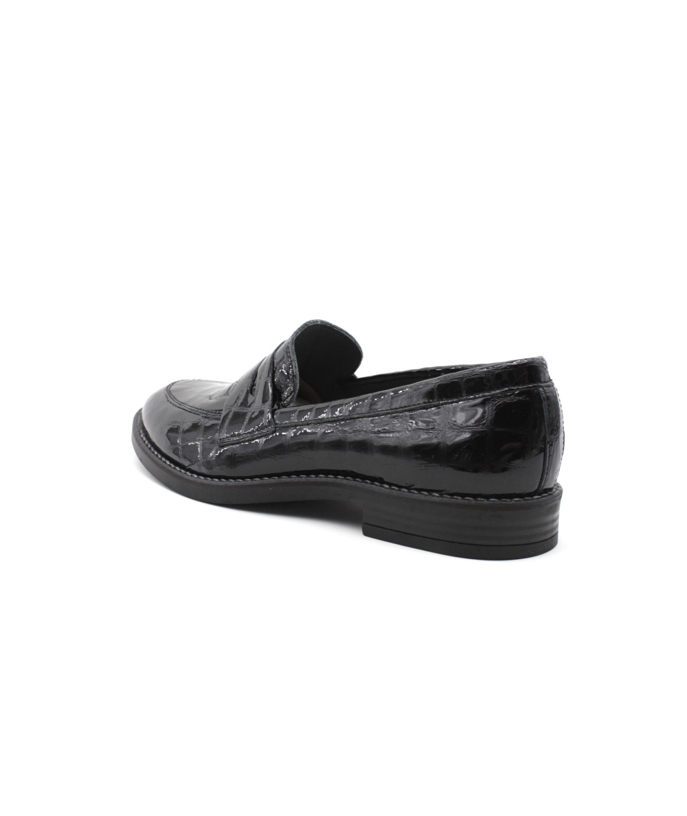 MYMA 7800/00 Mocassins Cuir Vernis Noir Croco | L'Empreinte Chaussures