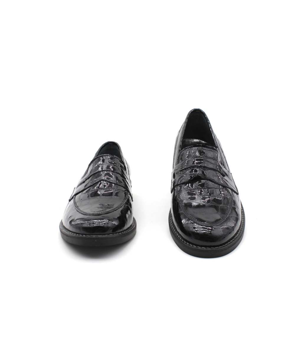 MYMA 7800/00 Mocassins Cuir Vernis Noir Croco | L'Empreinte Chaussures