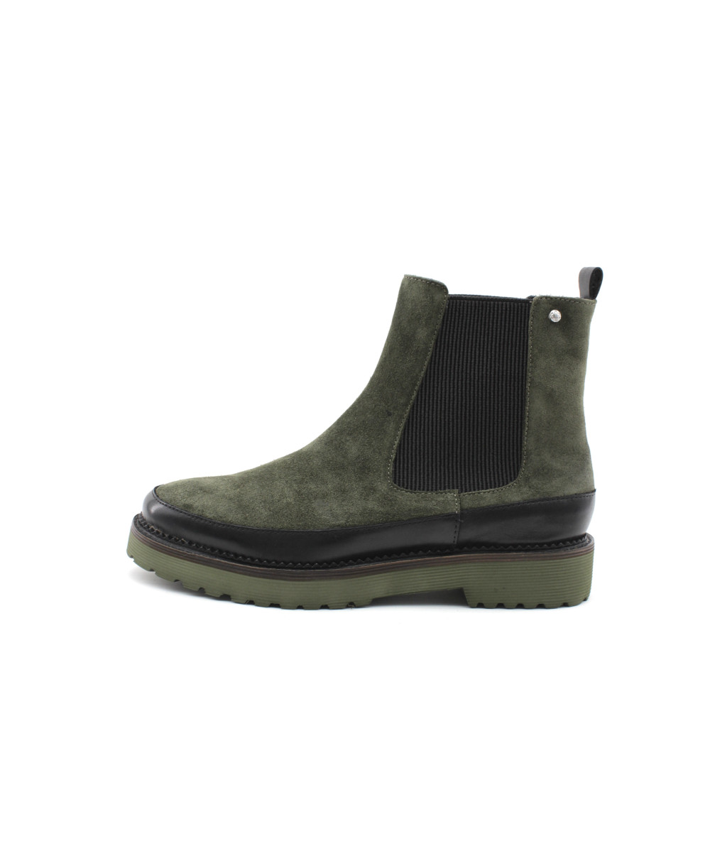 EMILIE KARSTON OLIVIA Bottines Cuir Velours Kaki Marine Cognac et Noir ...