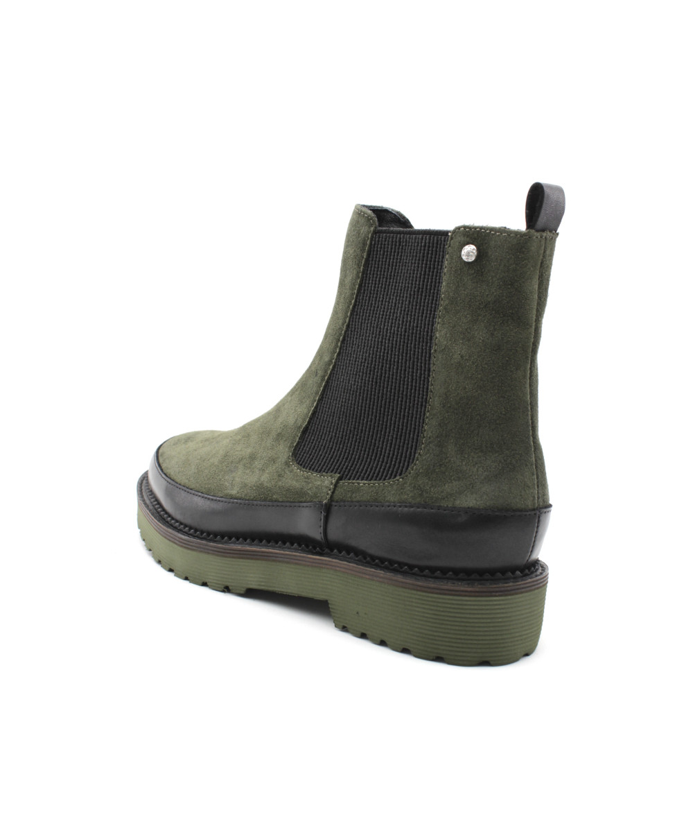 EMILIE KARSTON OLIVIA Bottines Cuir Velours Kaki Marine Cognac et Noir ...