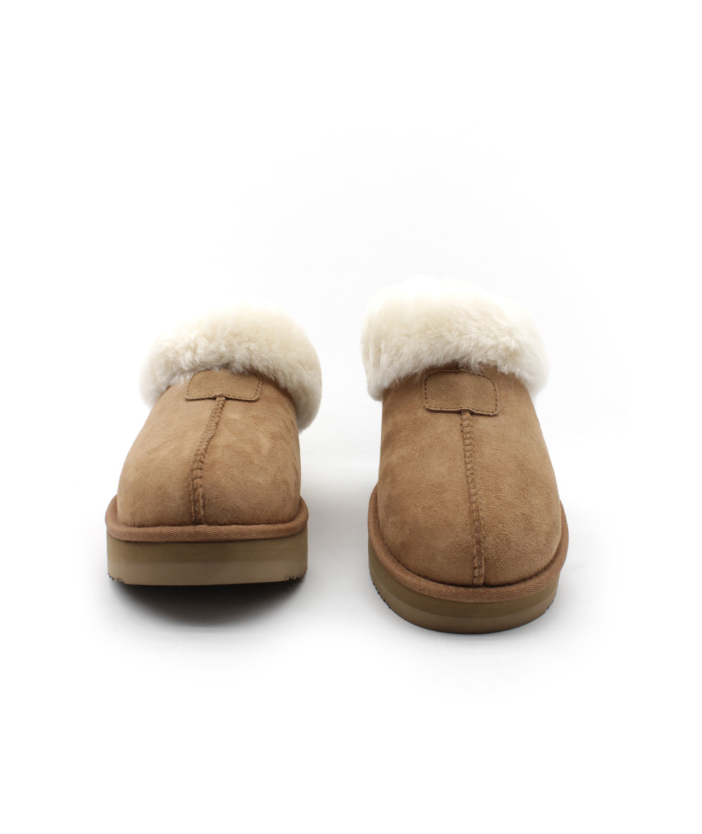 SWEET HERITAGE MEGE Mules Fourrées Cuir Velours Marron | L'Empreinte
