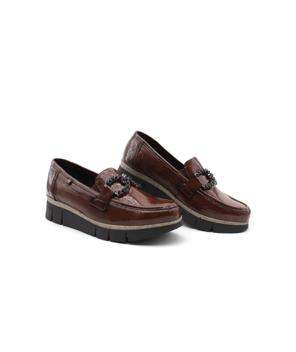 DORKING D9325 INDIA Mocassins Cuir Vernis Cuero, Noir et Anthracite | L ...
