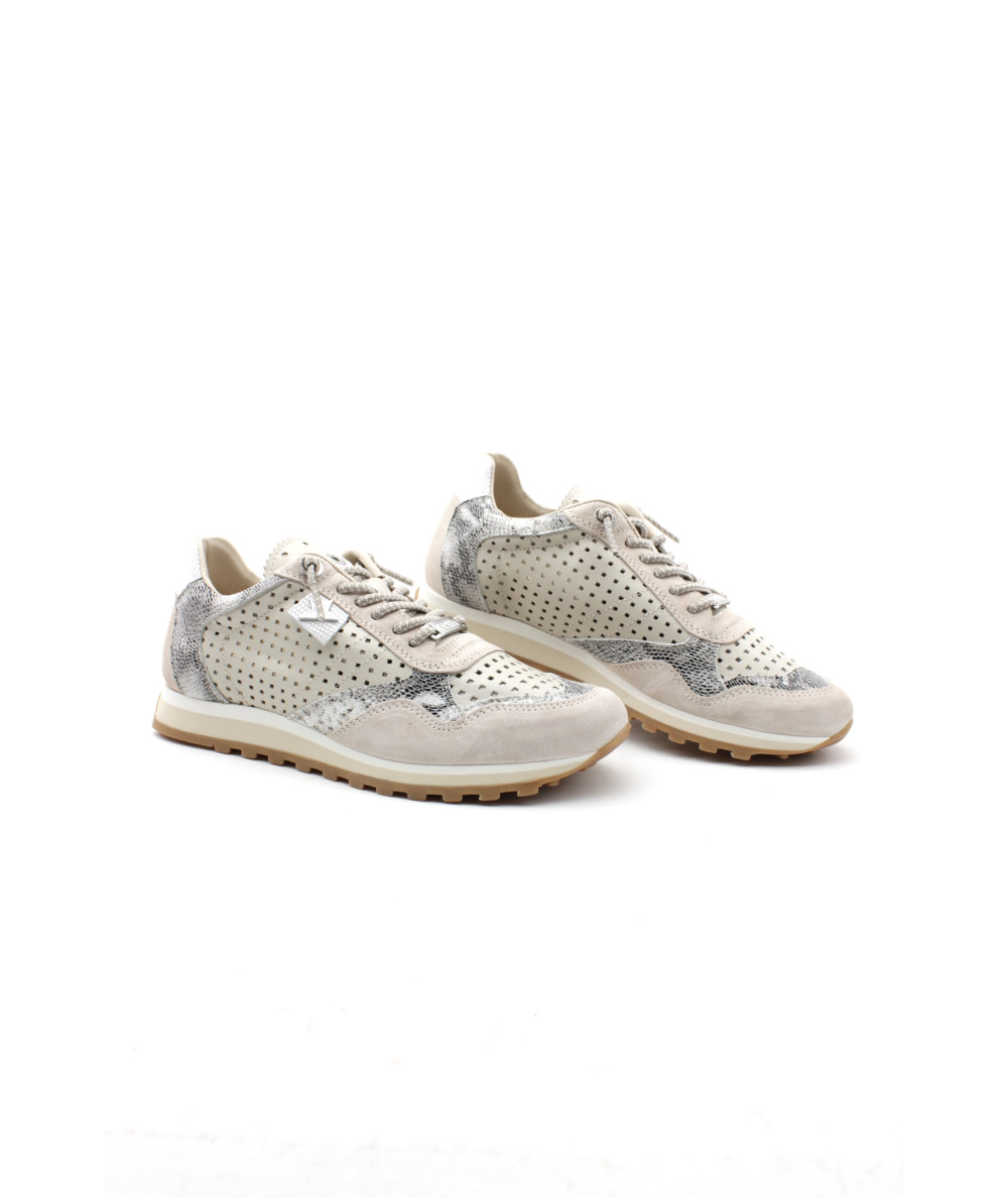 CETTI C848 SRA Baskets Cuir Ivoire et Serpent | L'Empreinte Chaussures