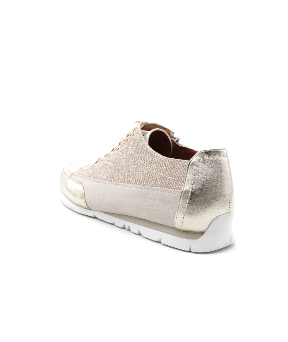 EMILIE KARSTON CAMINA Baskets Cuir et Toile Crème et Nude | L'Empreinte
